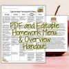 3rd Grade Homework September | Monthly Homework Menu & 30 Printables