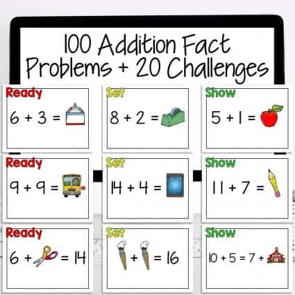 Ready, Set, Show! Back to School Math Game Addition Facts