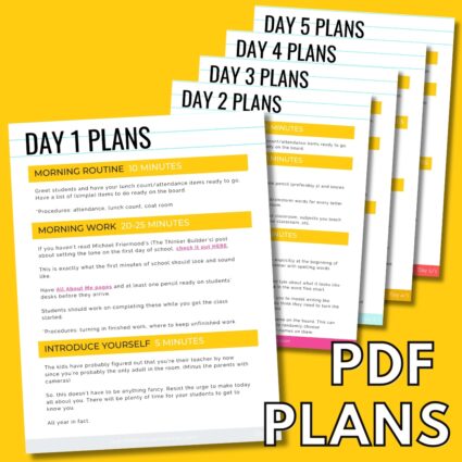 First Week of School Plans for 3rd Grade Teachers
