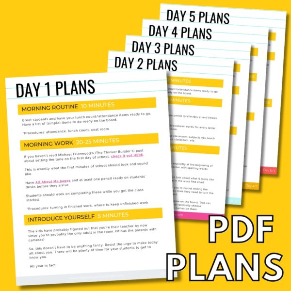 First Week of School Plans for 3rd Grade Teachers