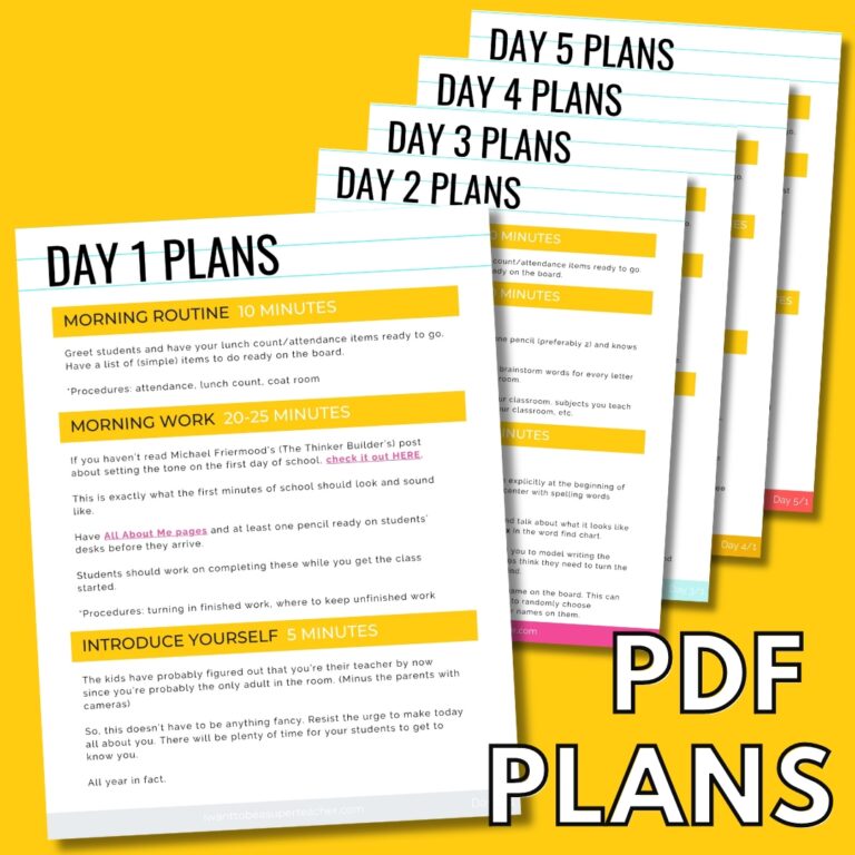 First Week of School Plans for 3rd Grade Teachers